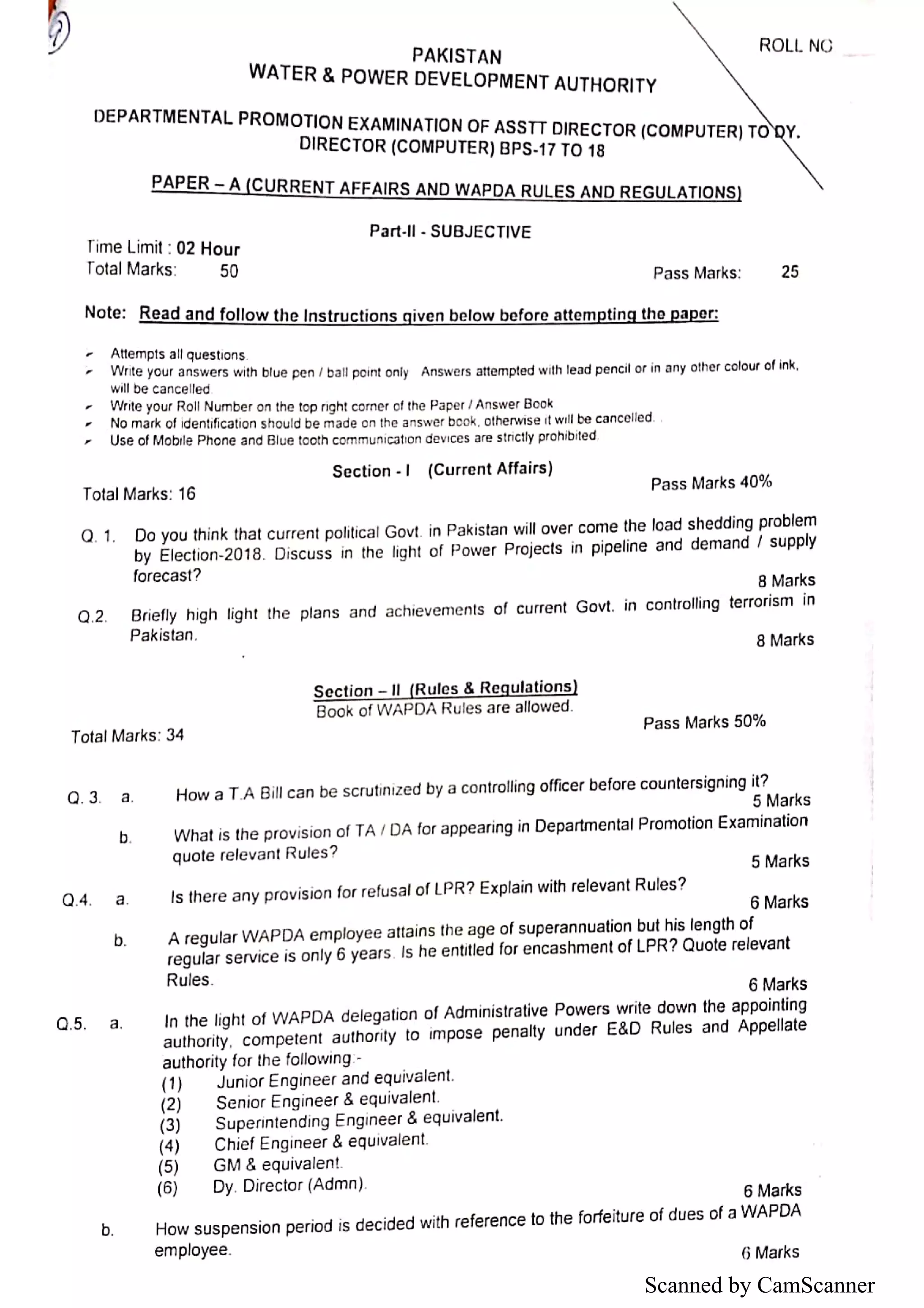 Dpe from ad (com) to dd(com) bps 17 to 18 for pepco officers rules past ...