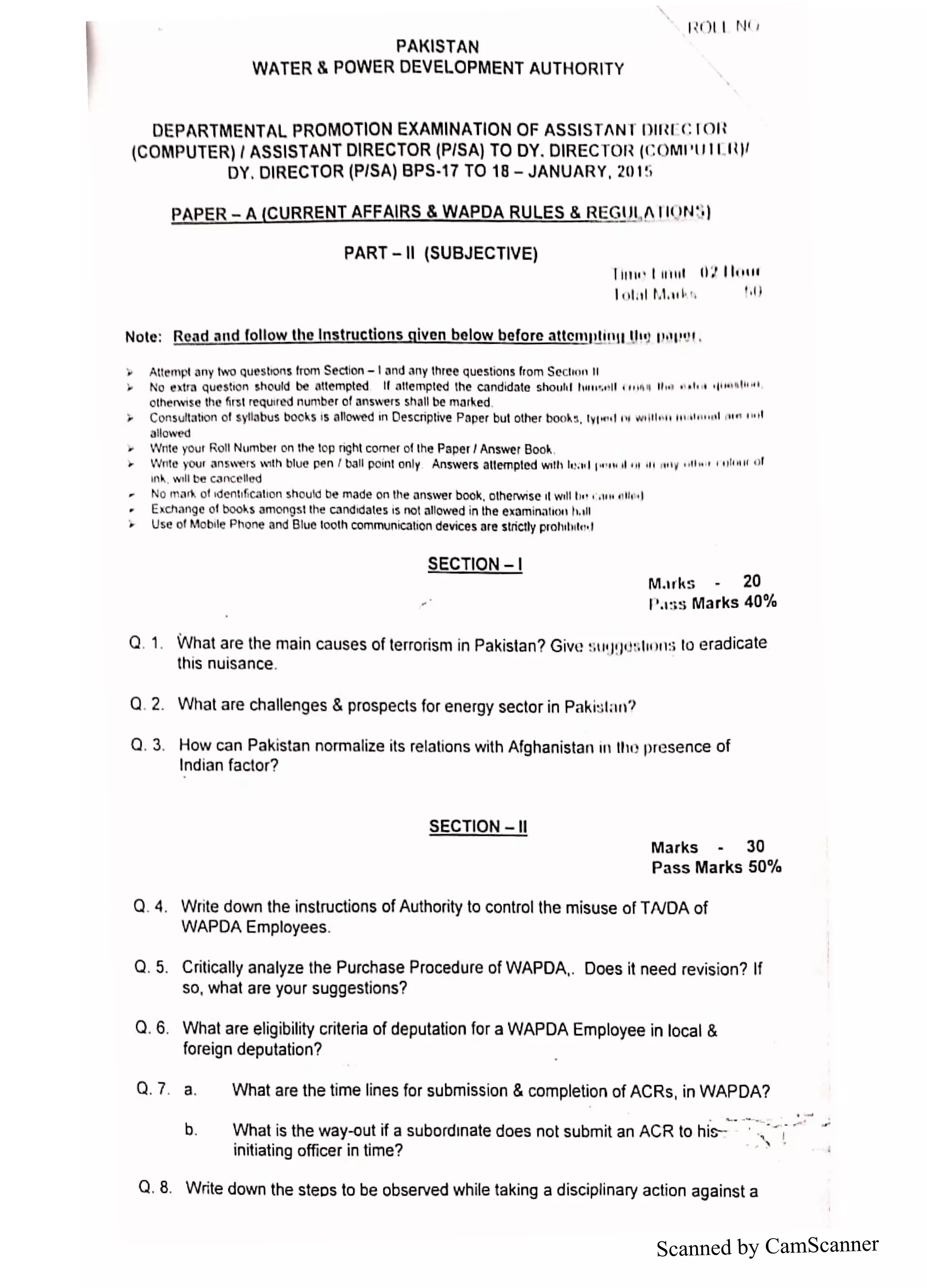 Dpe from ad (com) to dd(com) bps 17 to 18 for pepco officers rules past ...