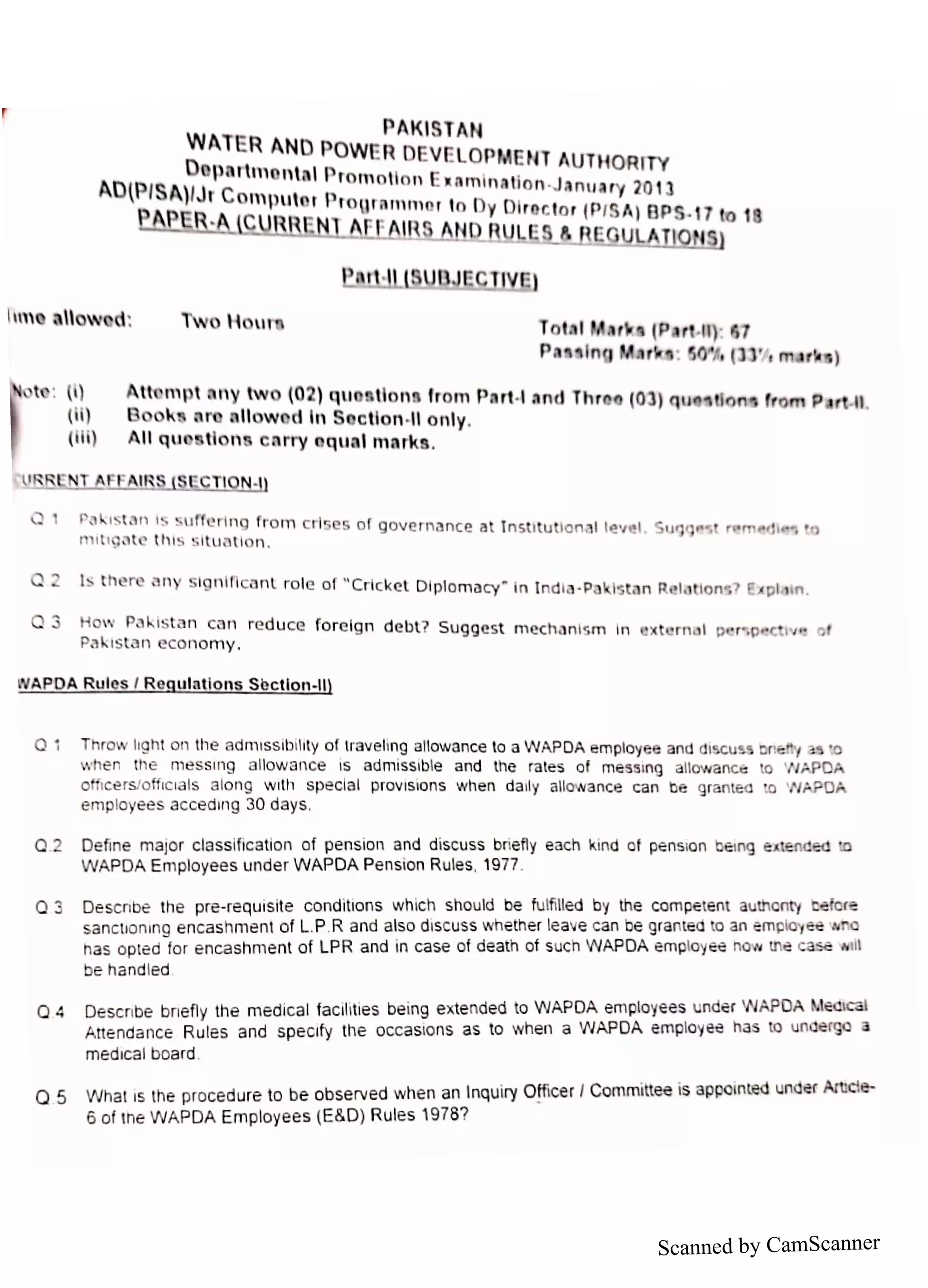 Dpe from ad (com) to dd(com) bps 17 to 18 for pepco officers rules past ...
