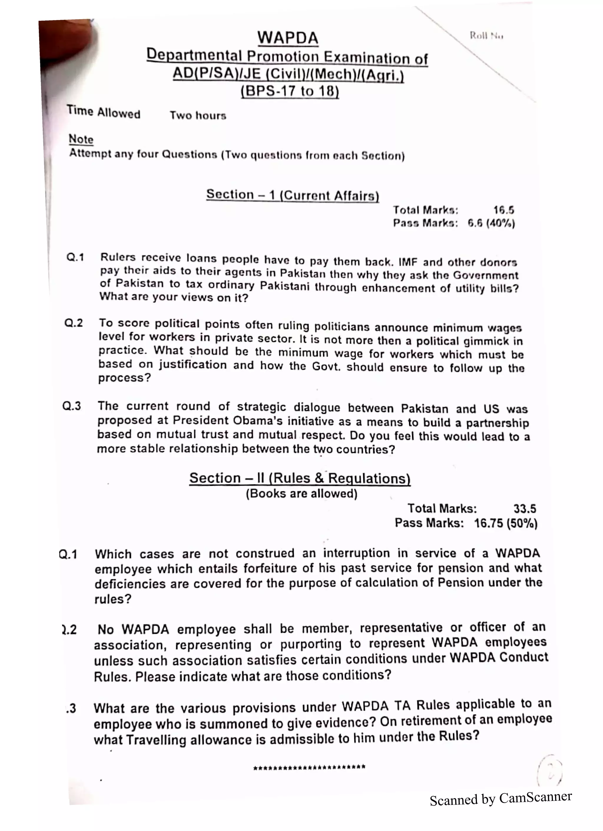Dpe from ad (com) to dd(com) bps 17 to 18 for pepco officers rules past ...