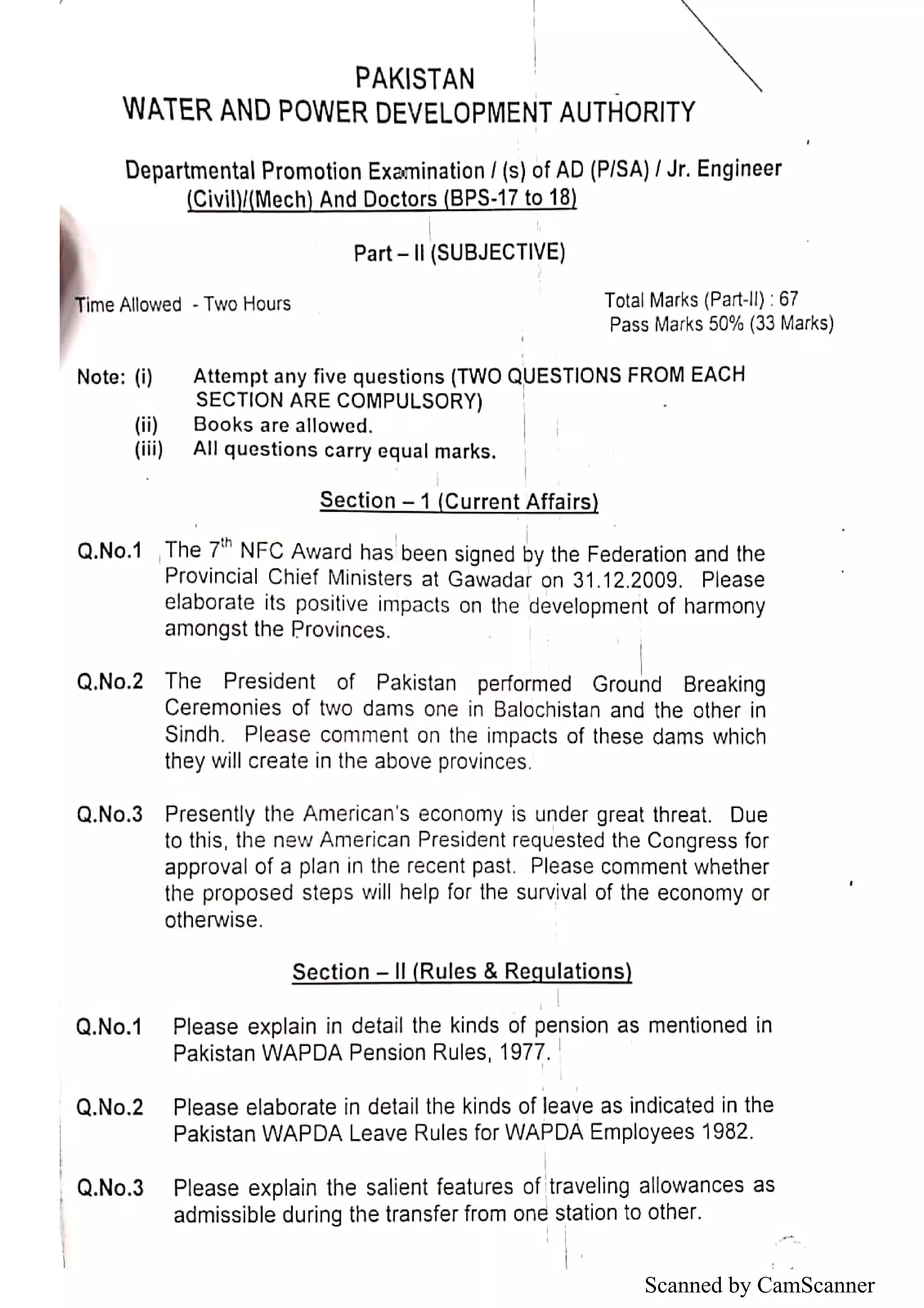 Dpe from ad (com) to dd(com) bps 17 to 18 for pepco officers rules past ...