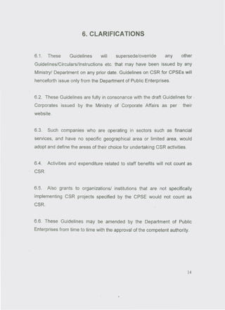 DPE guidelines on CSR for CPSE 2010 | PDF