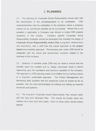 DPE guidelines on CSR for CPSE 2010 | PDF