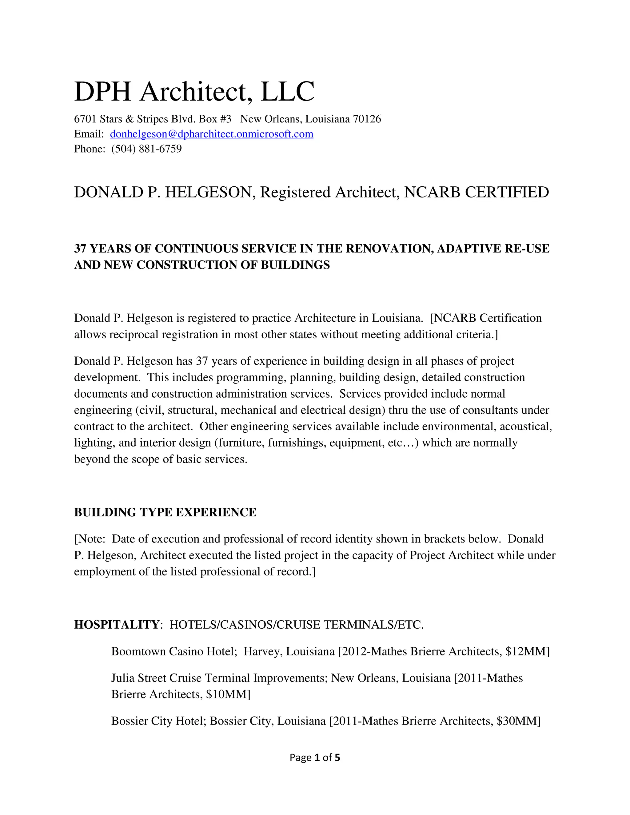 Dph architect llc resume | PDF