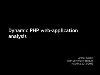 Dynamic PHP web-application analysis | PDF | Web Development | Internet