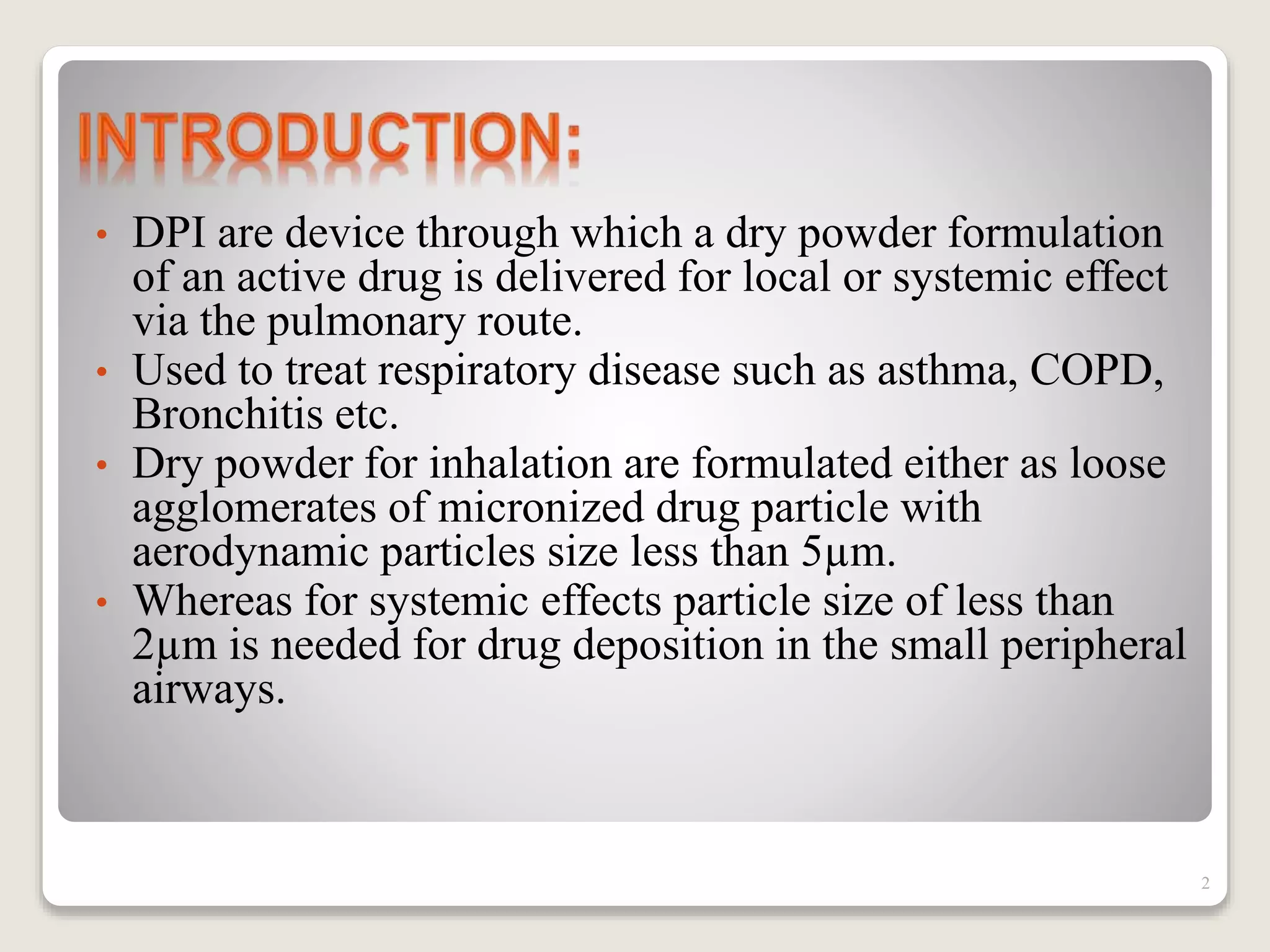 Dry Powder Inhaler(DPI) | PPTX