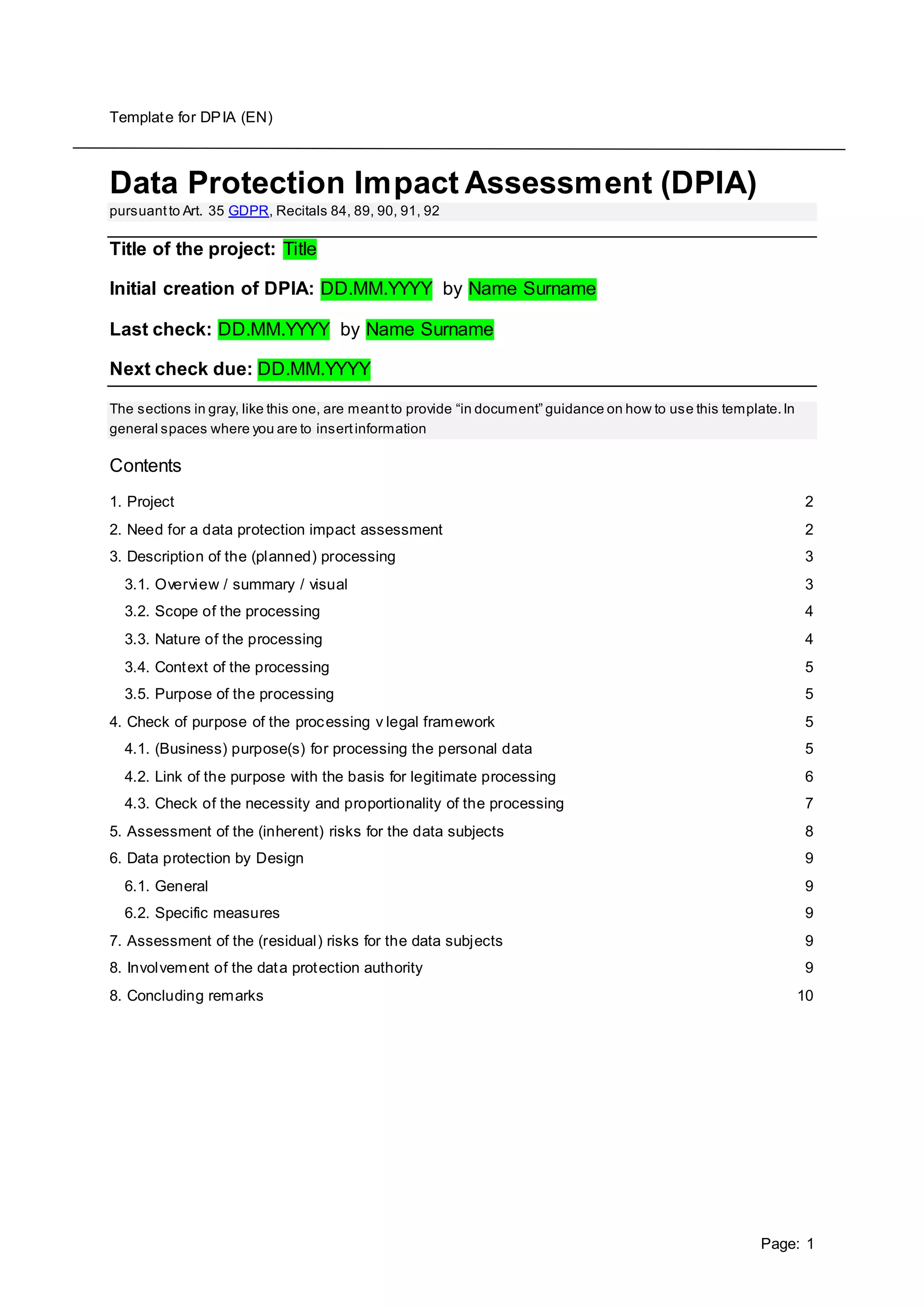 DPIA template | DOCX