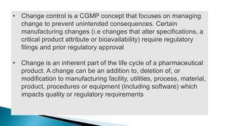 Drug product inspection & change control | PPTX