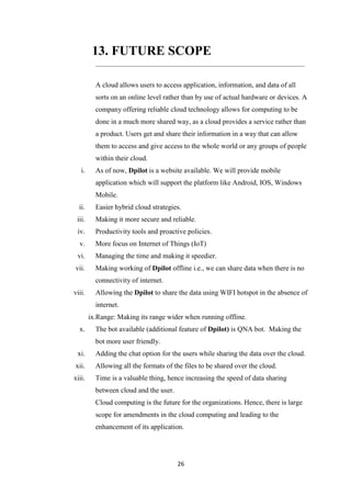 Report : Dpilot - A Cloud Based File Transfer Web Application | PDF