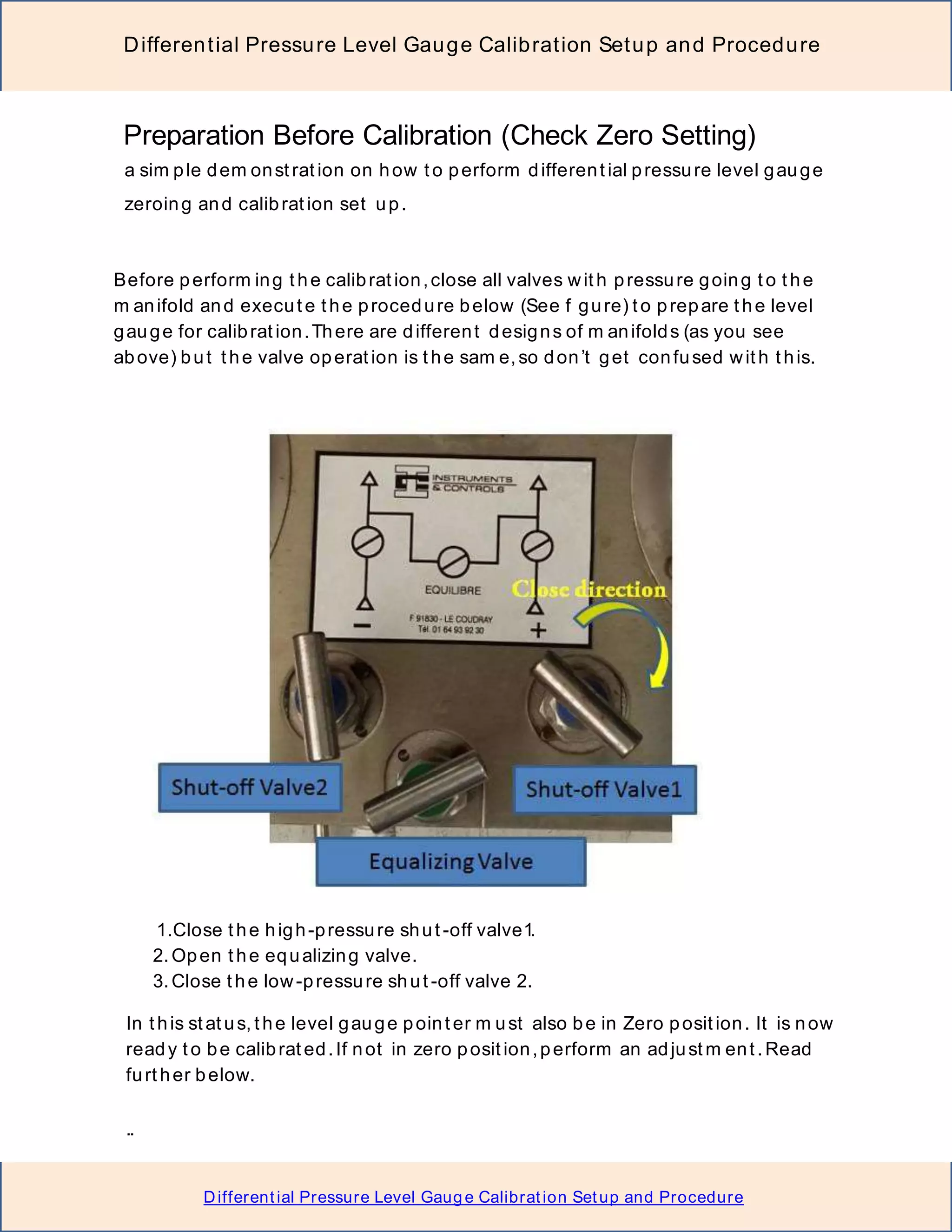 Differential Pressure Level Gauge Calibration Setup and Procedure | PPTX