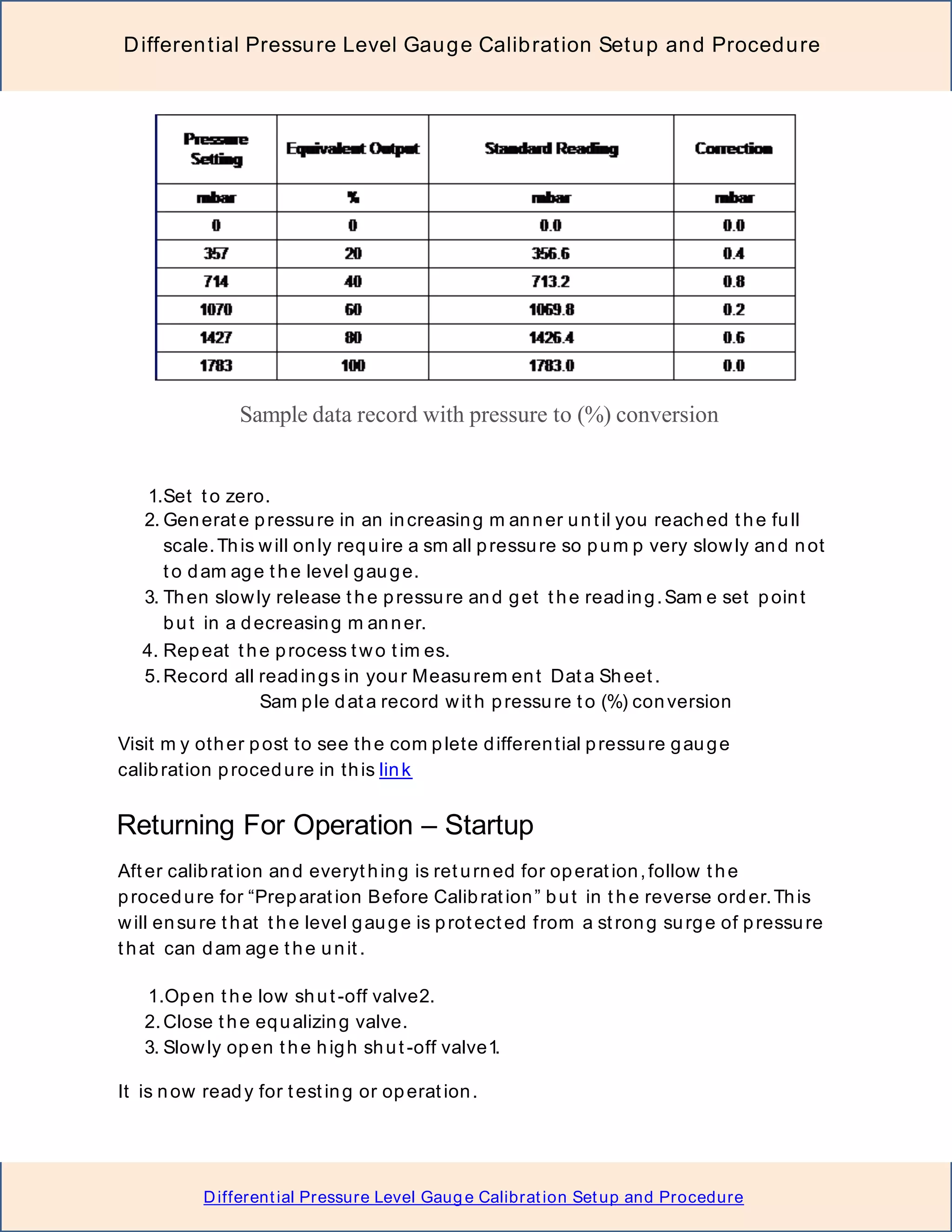 Differential Pressure Level Gauge Calibration Setup and Procedure | PPTX