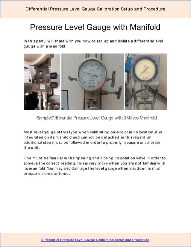Differential Pressure Level Gauge Calibration Setup and Procedure | PPTX