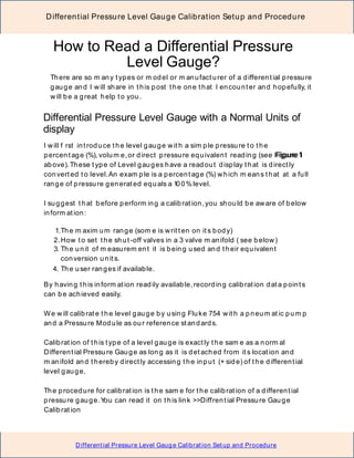 Differential Pressure Level Gauge Calibration Setup and Procedure | PPTX