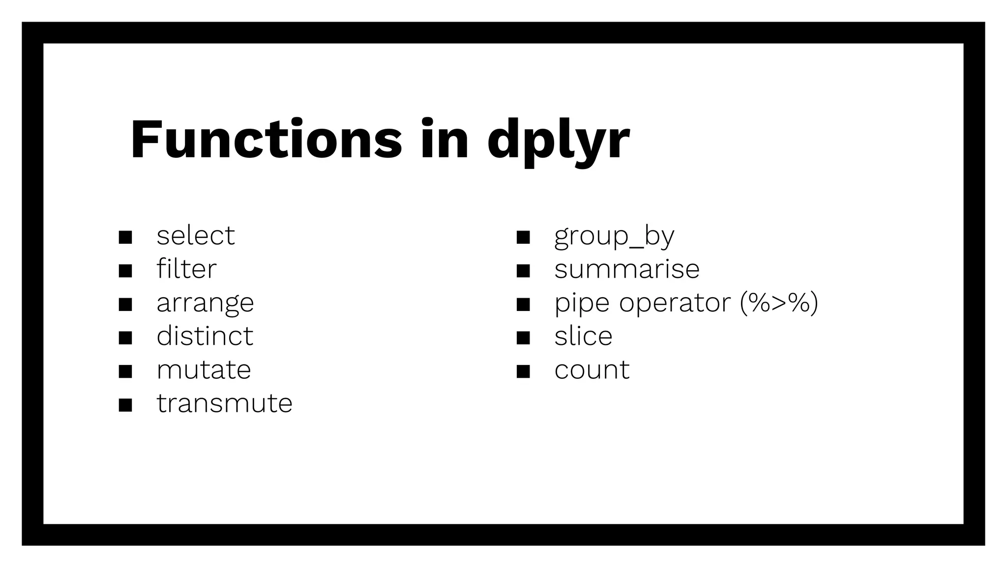 Dplyr Package In R Pptx Technology And Computing