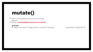 dplyr Package in R | PPTX