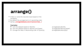 dplyr Package in R | PPTX