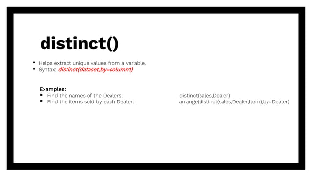 Dplyr Package In R Pptx