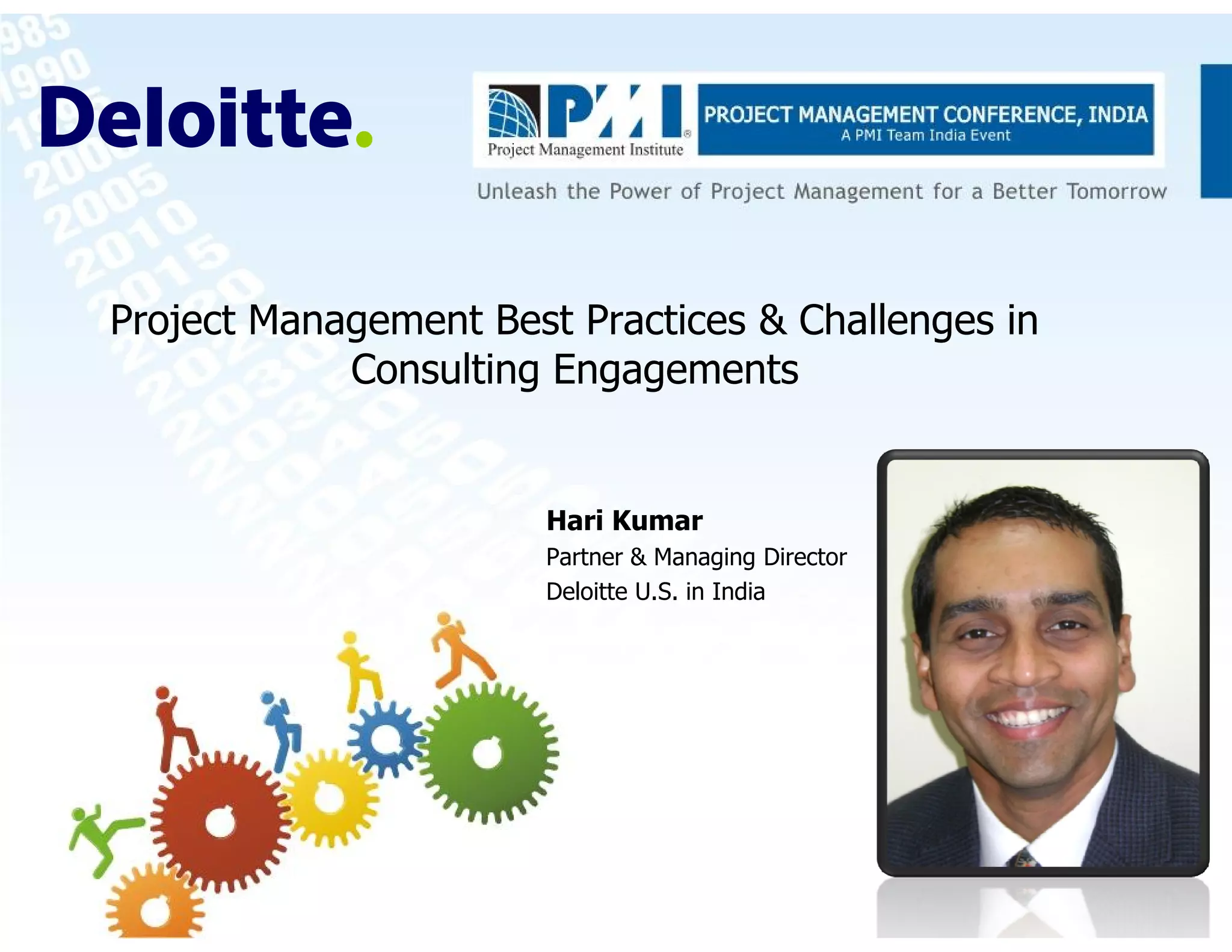 Deloitte Hari Kumar @ PM Conference India 2009 | PPT