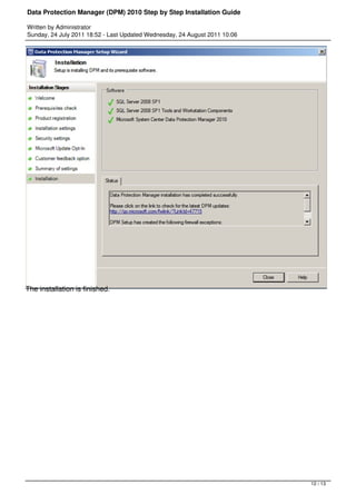 Dpmstep by-step-installation-data-protection-manager | PDF