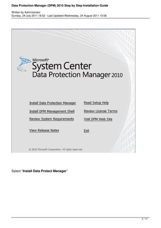 Dpmstep by-step-installation-data-protection-manager | PDF