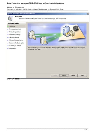 Dpmstep by-step-installation-data-protection-manager | PDF