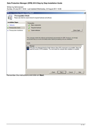 Dpmstep by-step-installation-data-protection-manager | PDF