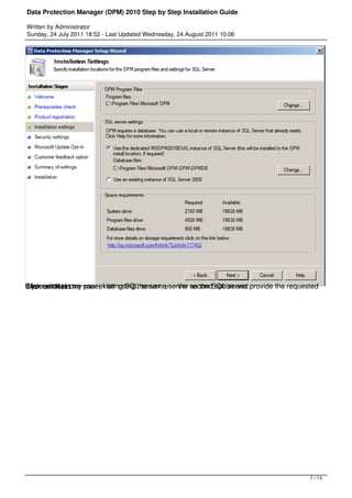 Dpmstep by-step-installation-data-protection-manager | PDF