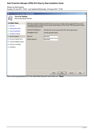 Dpmstep by-step-installation-data-protection-manager | PDF