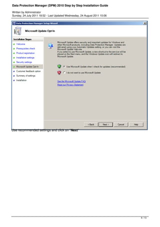 Dpmstep by-step-installation-data-protection-manager | PDF