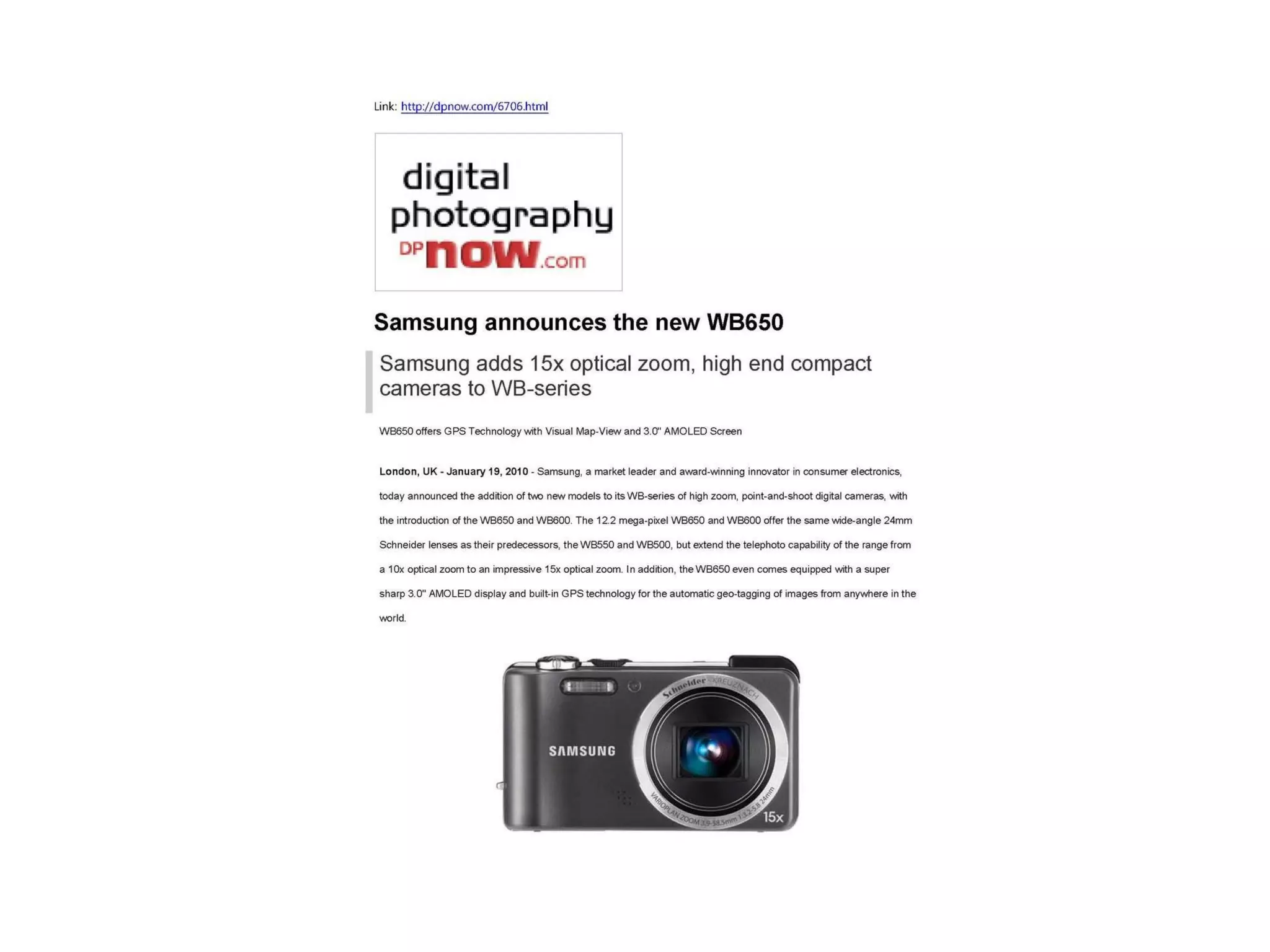 Samsung announces the new WB650 | PPT