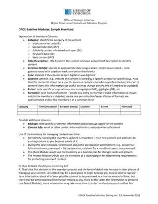 DPOE Baseline Modules: Sample Inventory | PDF