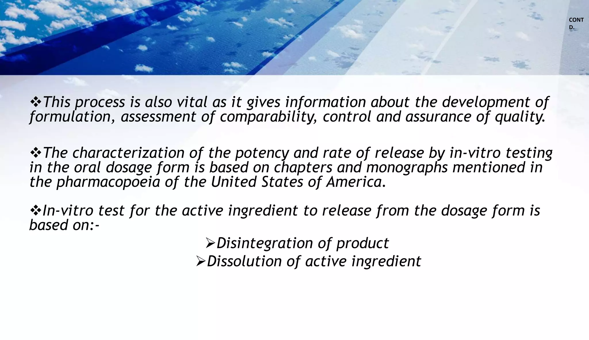 DRUG PRODUCT PERFORMANCE, IN VITRO | PPTX