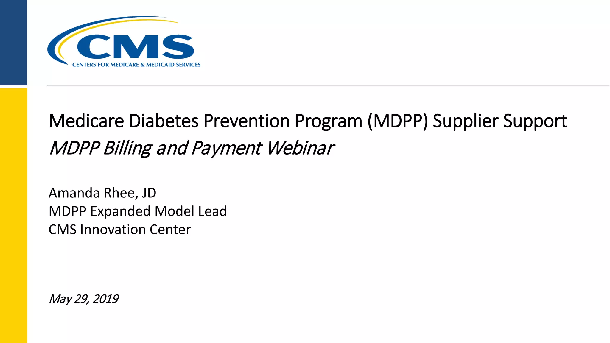 Webinar: Medicare Diabetes Prevention Program (MDPP) Expanded Model ...