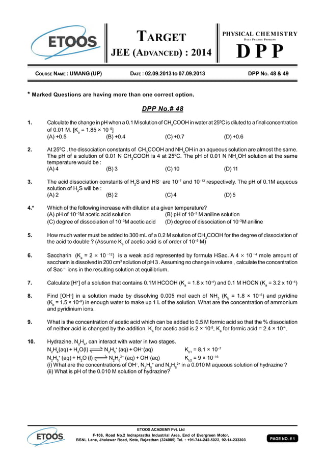 Dpp 01 ionic_equilibrium_jh_sir-4169 | PDF
