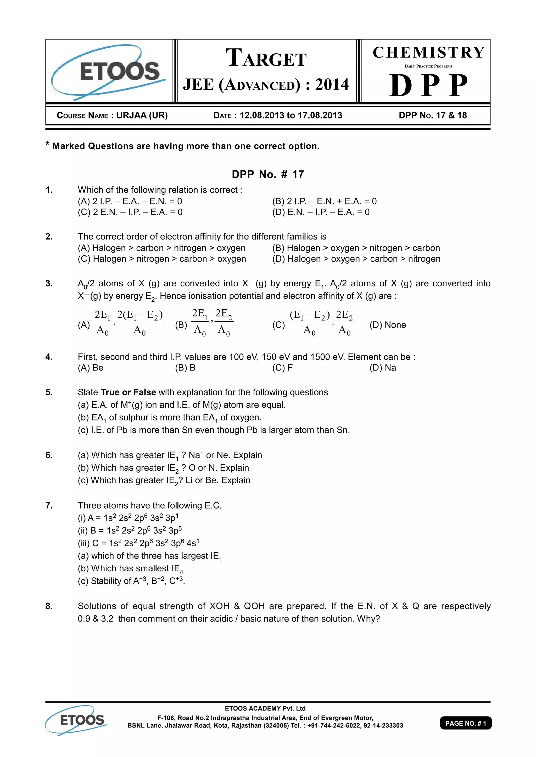 Dpp 01 periodic_table_jh_sir-3576 | PDF