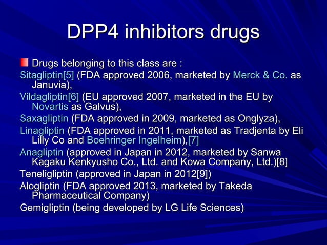 Dpp4 inhibitors | PPT | Diabetes | Diseases and Conditions