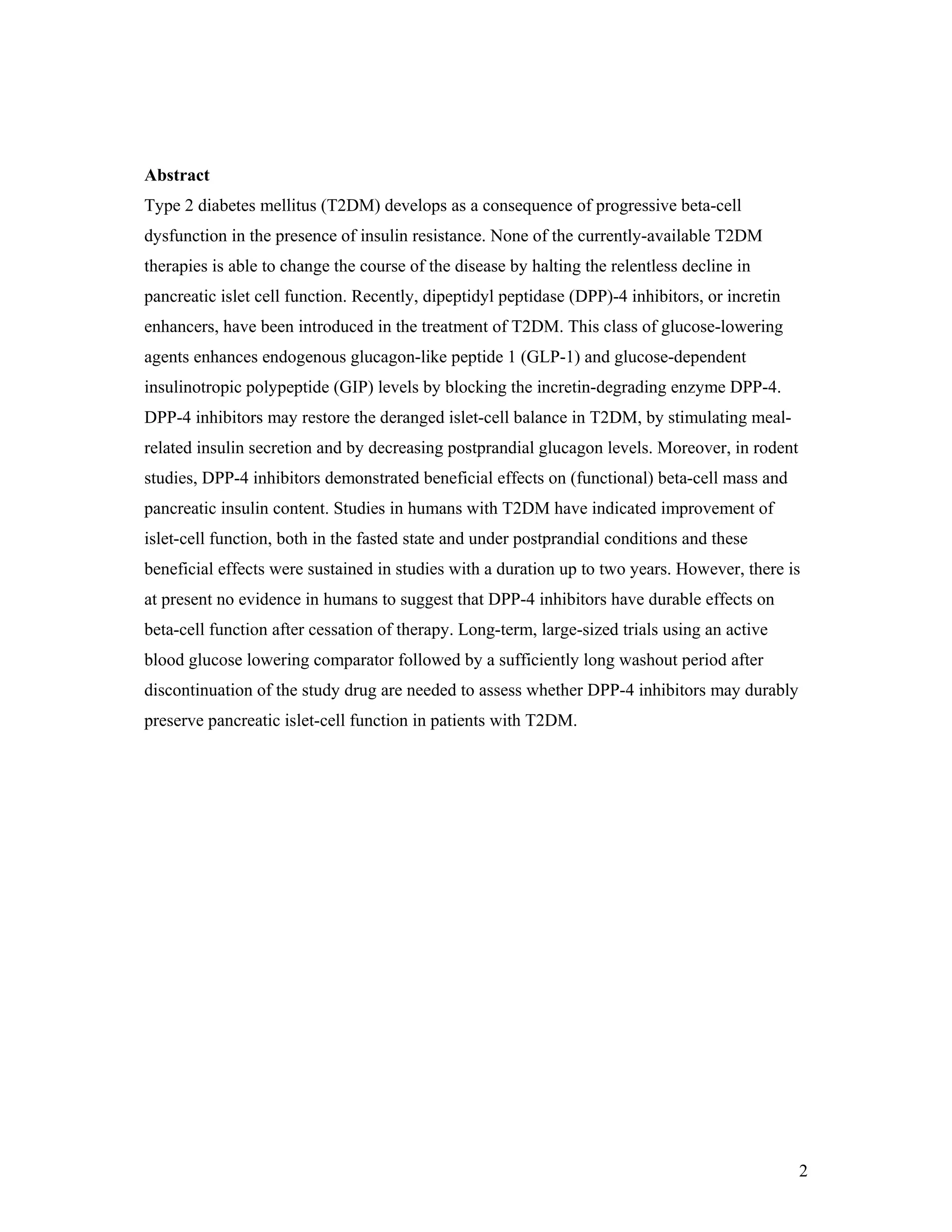 Dpp4 beta cell preservation | PDF