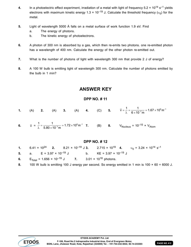 Dpp atomic structure_jh_sir-3573 | PDF | Physics | Science