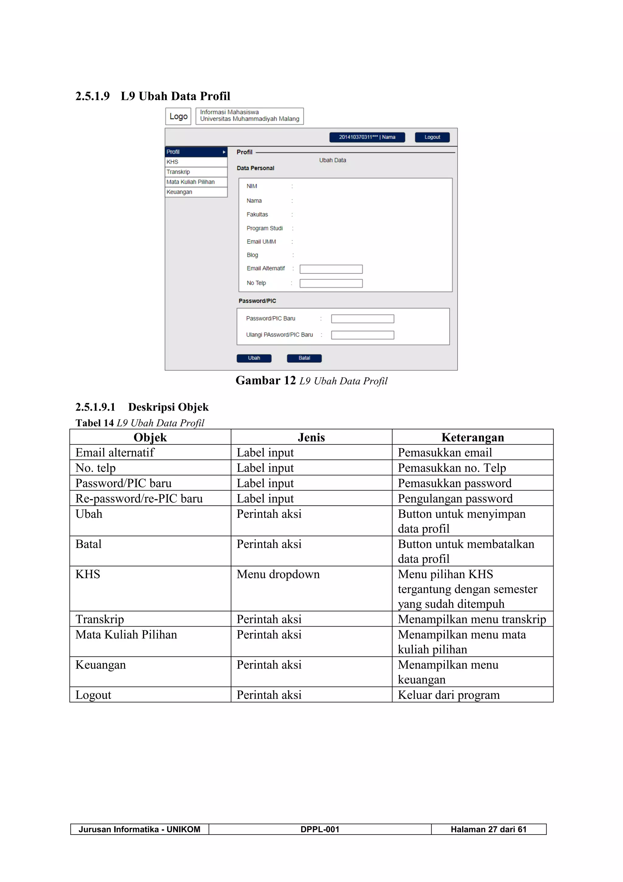 DESKRIPSI PERANCANGAN PERANGKAT LUNAK Sistem Akademik Kartu Hasil Studi | PDF