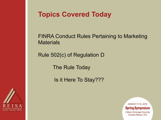 DPP Marketing: Your Obligations Under FINRA | PDF