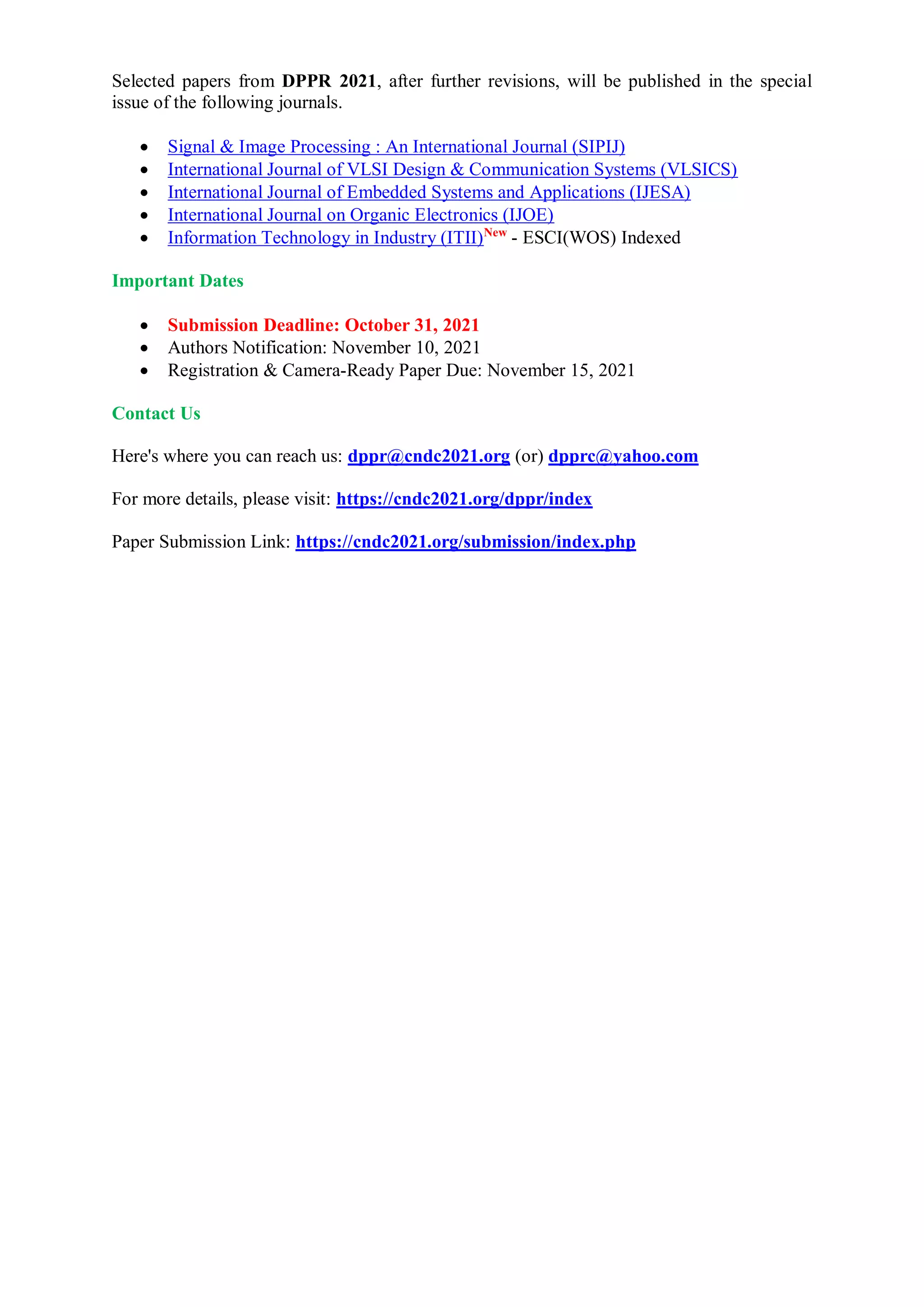 11th International Conference on Digital Image Processing and Pattern Recognition (DPPR 2021) | PDF