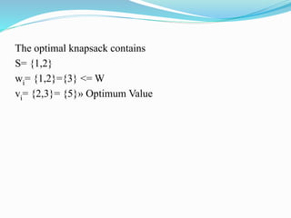 Dynamic Programming-Knapsack Problem | PPT
