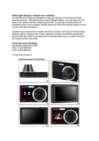 SAMSUNG UNVEILS ST550(TL225) AND ST500(TL220) DIGITAL COMPACT CAMERAS ...