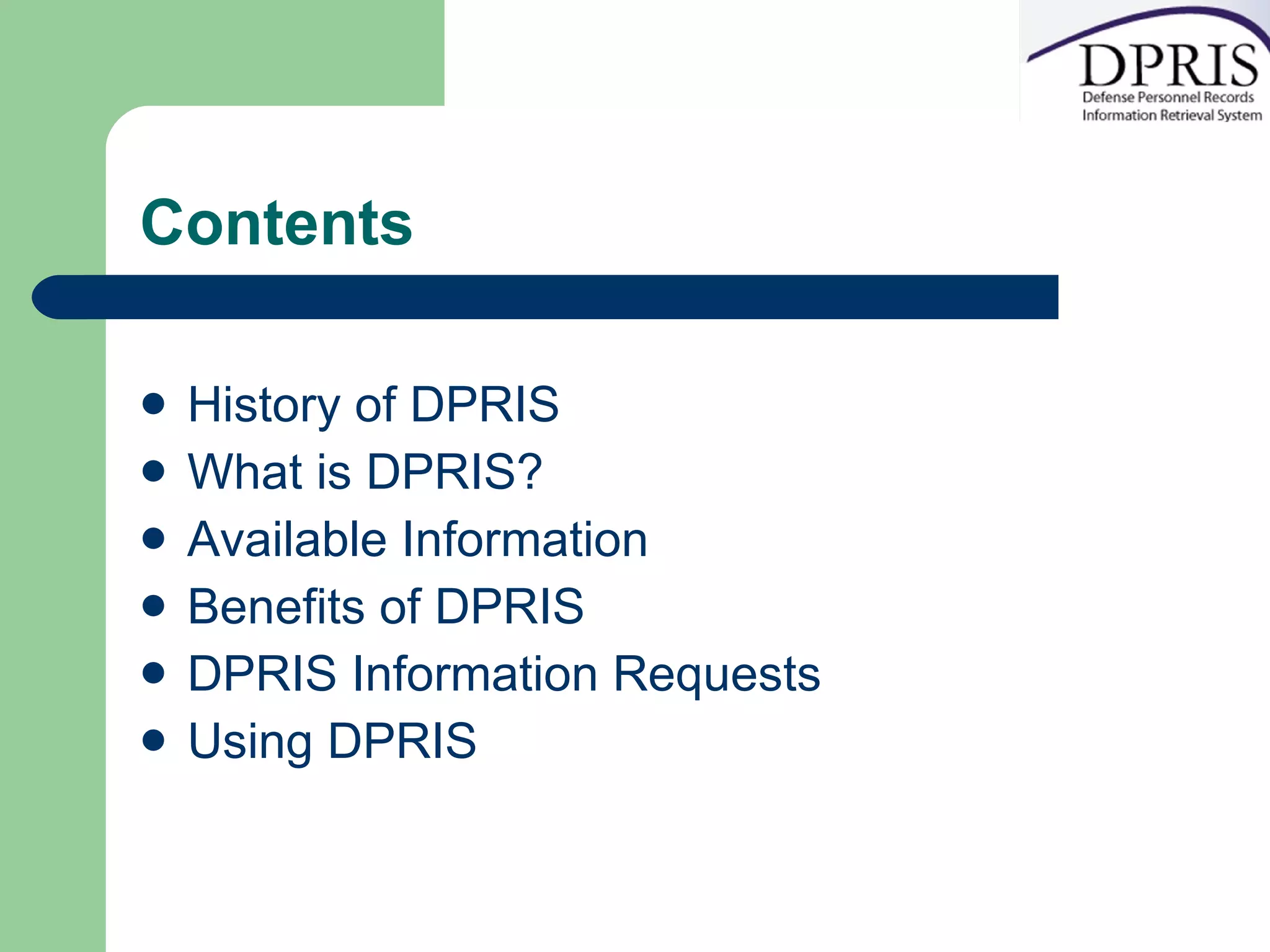 Department of Veterans Affairs - VA - DPRIS - Defense Personnel Records ...