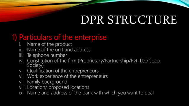 DETAILED PROJECT REPORT: STRUCTURE AND SCHEMES | PPTX