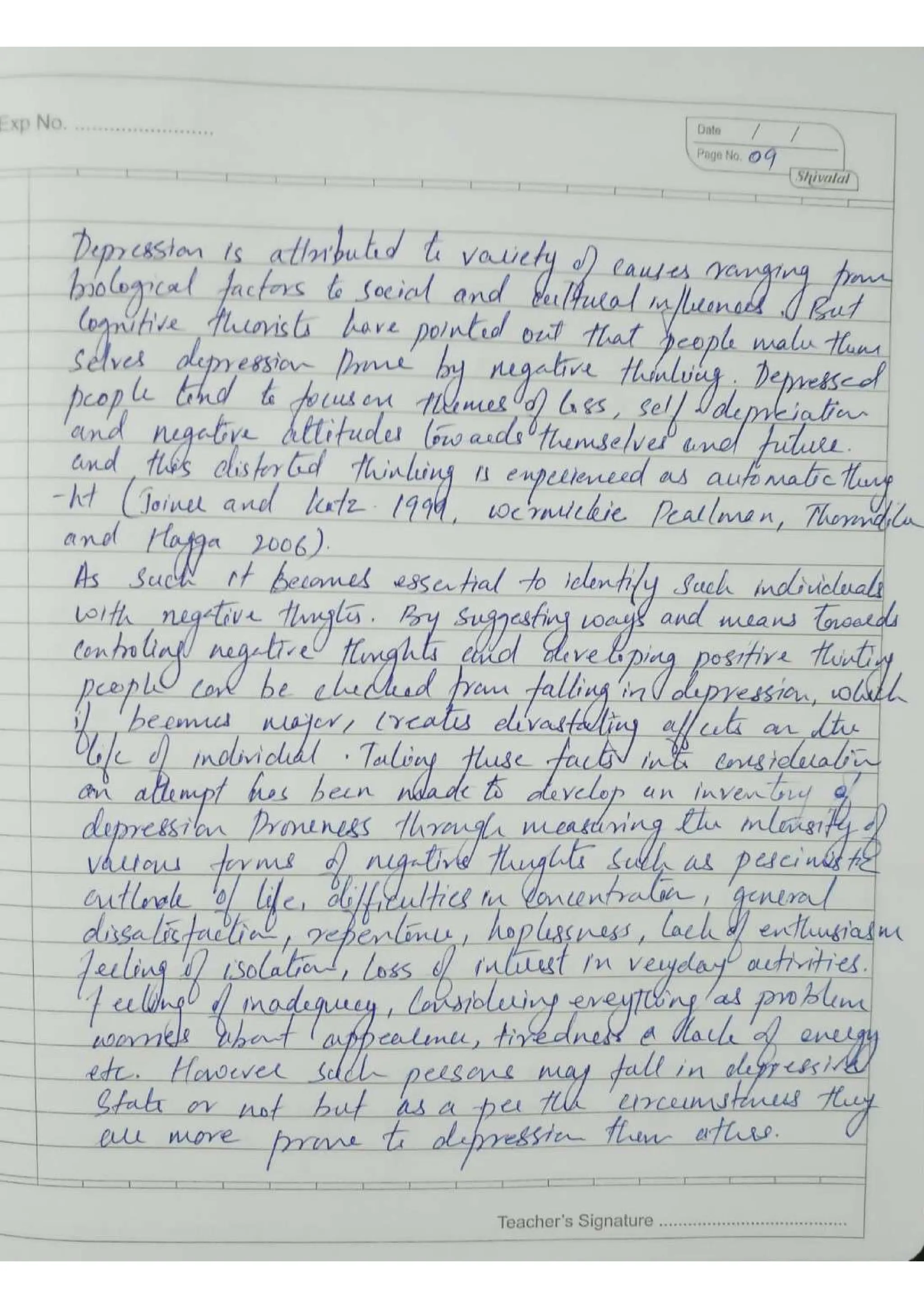 DPS - Depression Proneness Scale - Niranjan Prasad Yadav | PDF