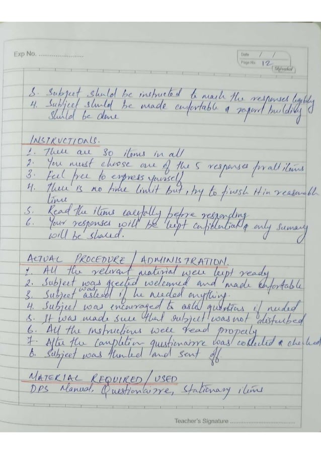 DPS - Depression Proneness Scale - Niranjan Prasad Yadav | PDF