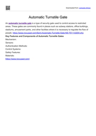 Automatic Turnstile Gate and swing gate barrier | PDF