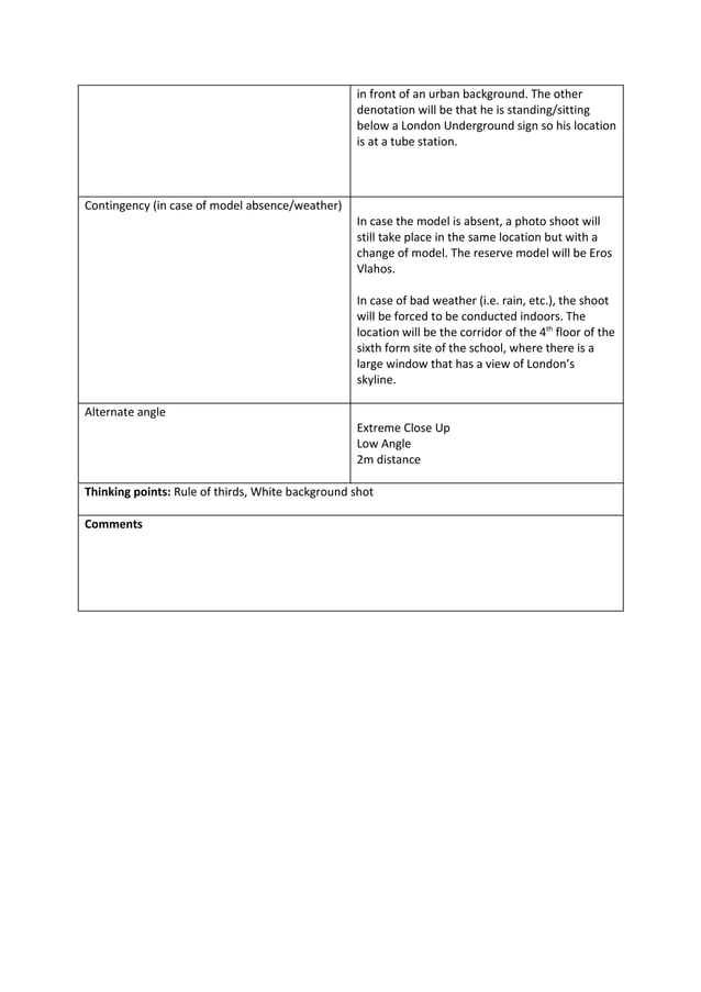 DPS Photo Shoot Plan | DOC