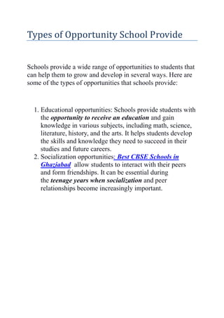 Types of Opportunity School Provide | PPTX